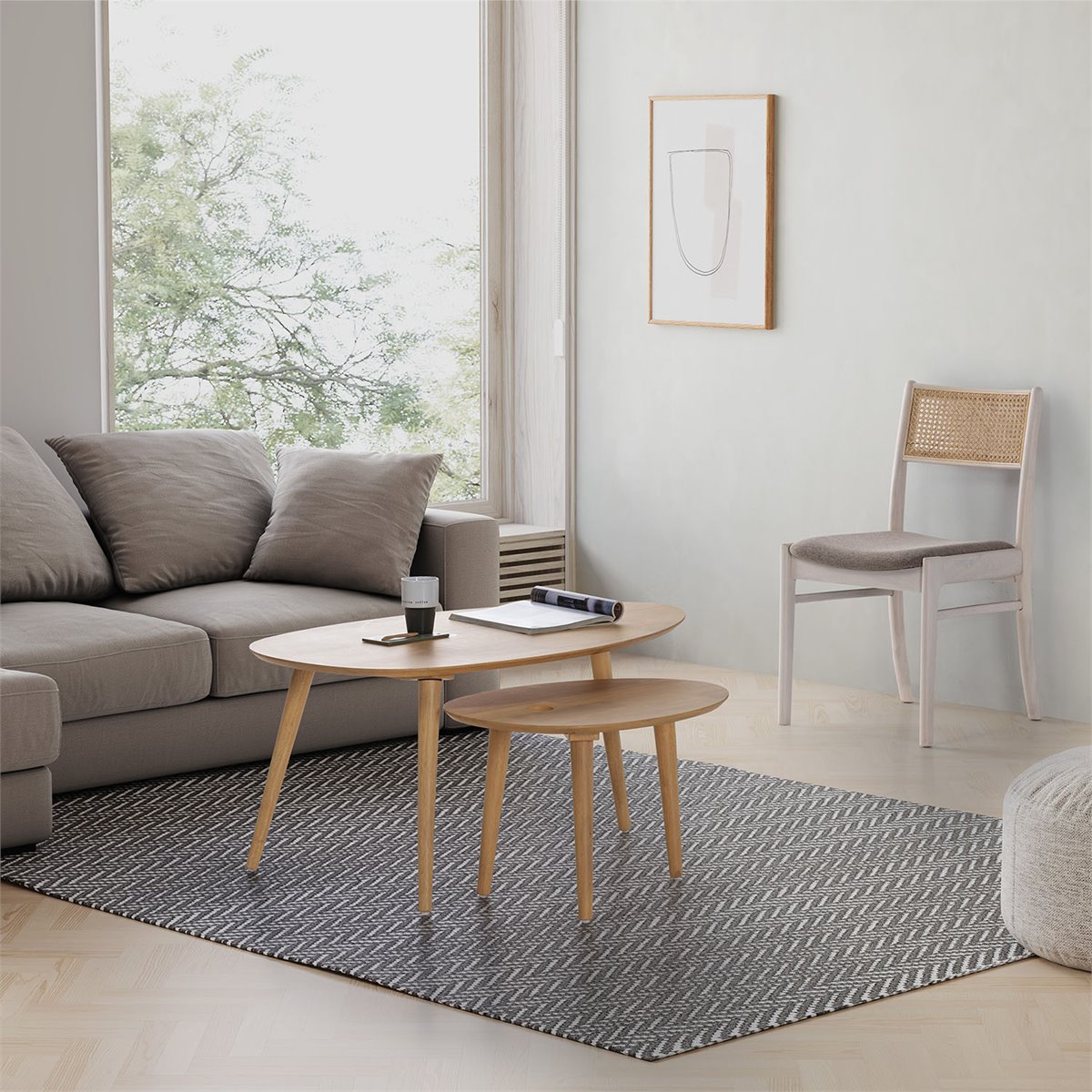 Pack 2 sillas Vilma Color Blanco Wash, Madera Maciza y ratán Natural ...