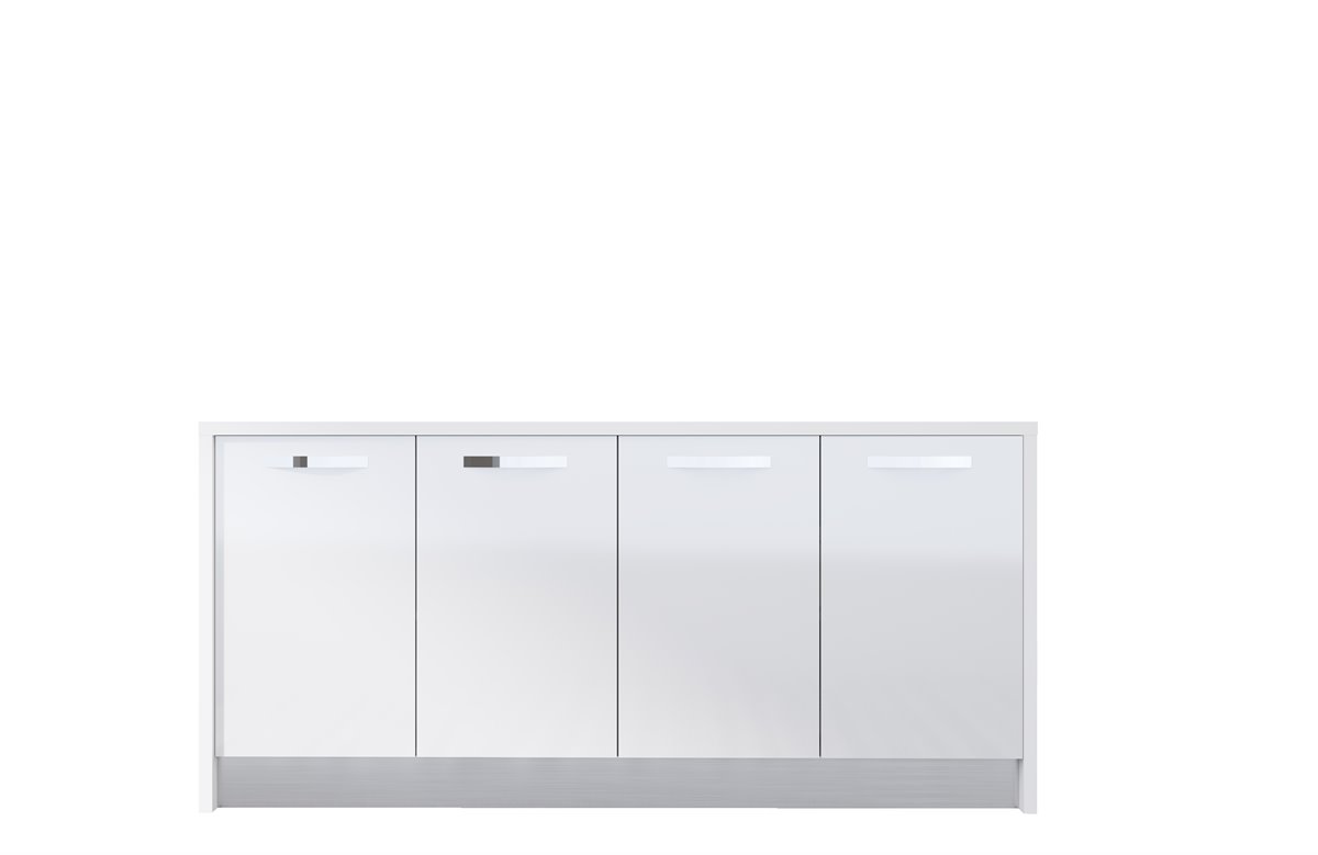 Isla de cocina GILDA ICE 180cm blanco y blanco brillante - Conforama