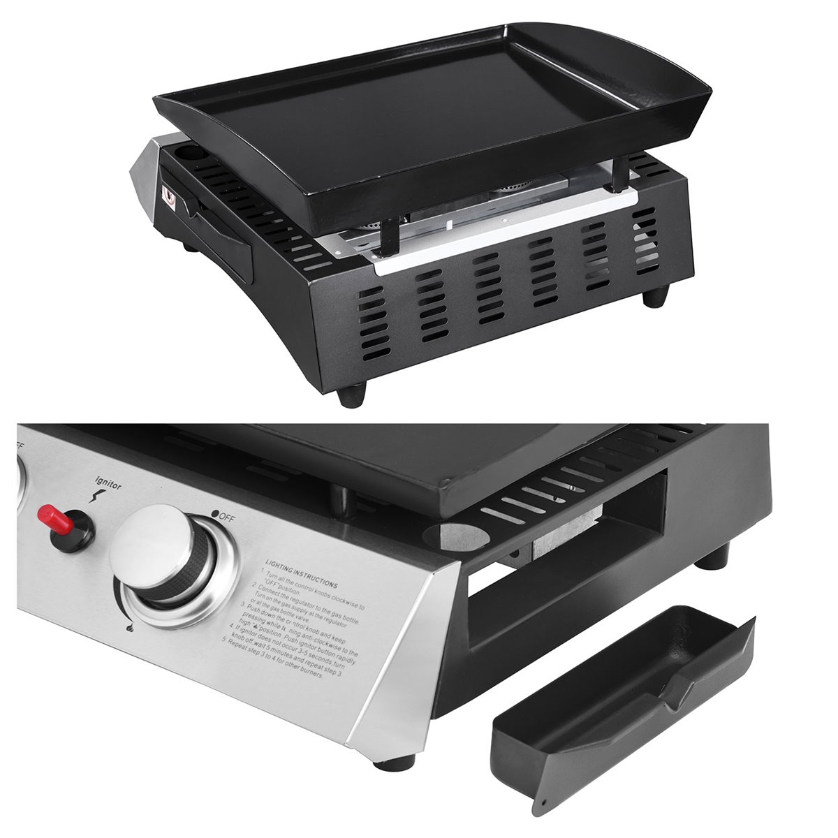 Plancha de gas MALA - 2 quemadores 5kW - Conforama