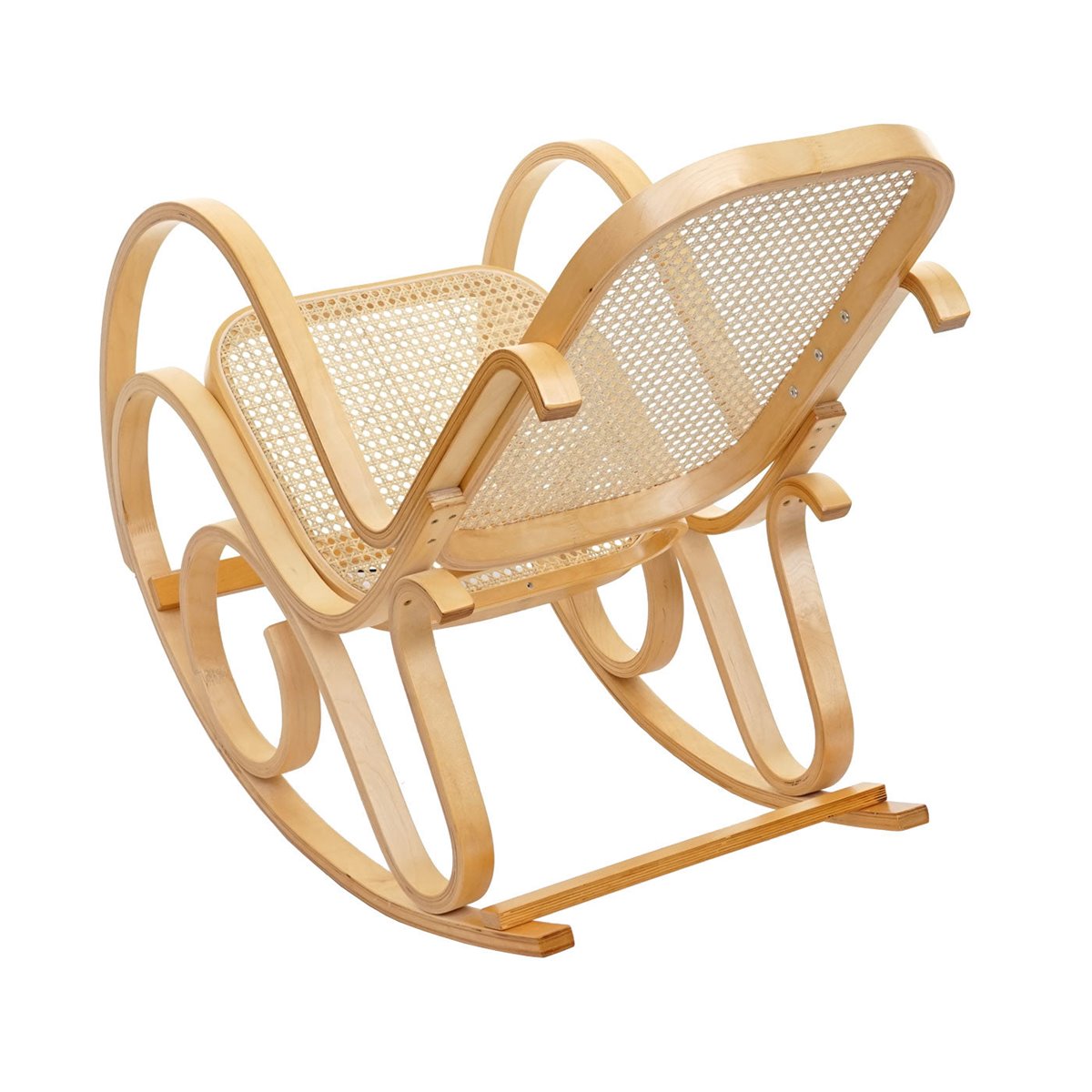 Silla mecedora rocking chair aspecto retro ratán de madera maciza ...