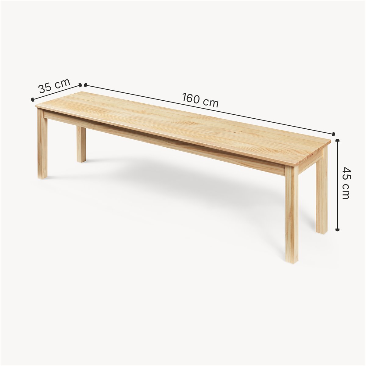 Banco de comedor Trerunulu 160x35x45 cm Natural [en.casa] - Conforama