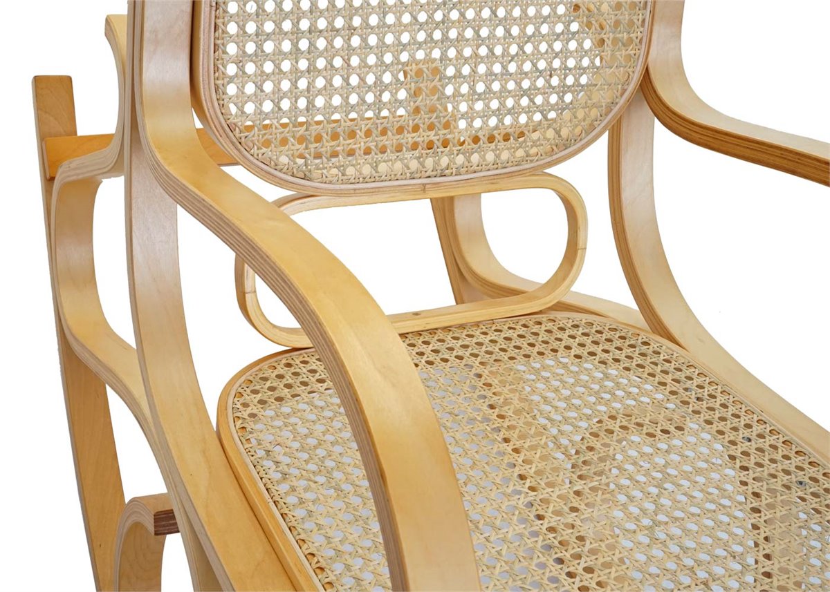 Silla mecedora rocking chair aspecto retro ratán de madera maciza ...