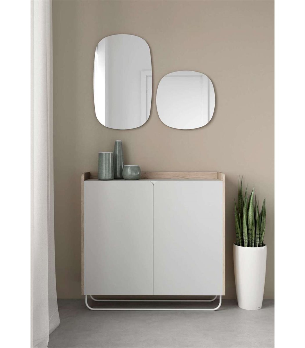 Recibidor zapatero 2 puertas modelo 526 acabado roble/blanco, 87x90x25.5 cm - Conforama