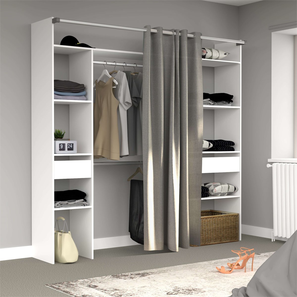 Vestidor Modular Abierto Custom para Dormitorio Estilo Contemporáneo en ...