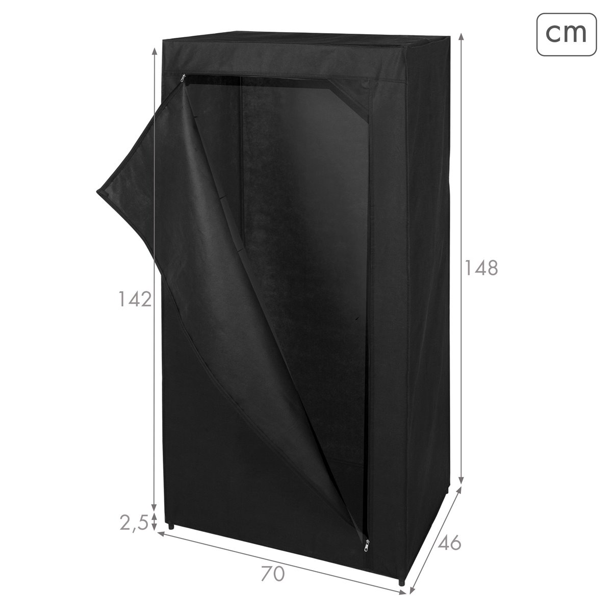 Max Home Armario ropero tela 1 barra para perchas 70x46x148 cm negro ...