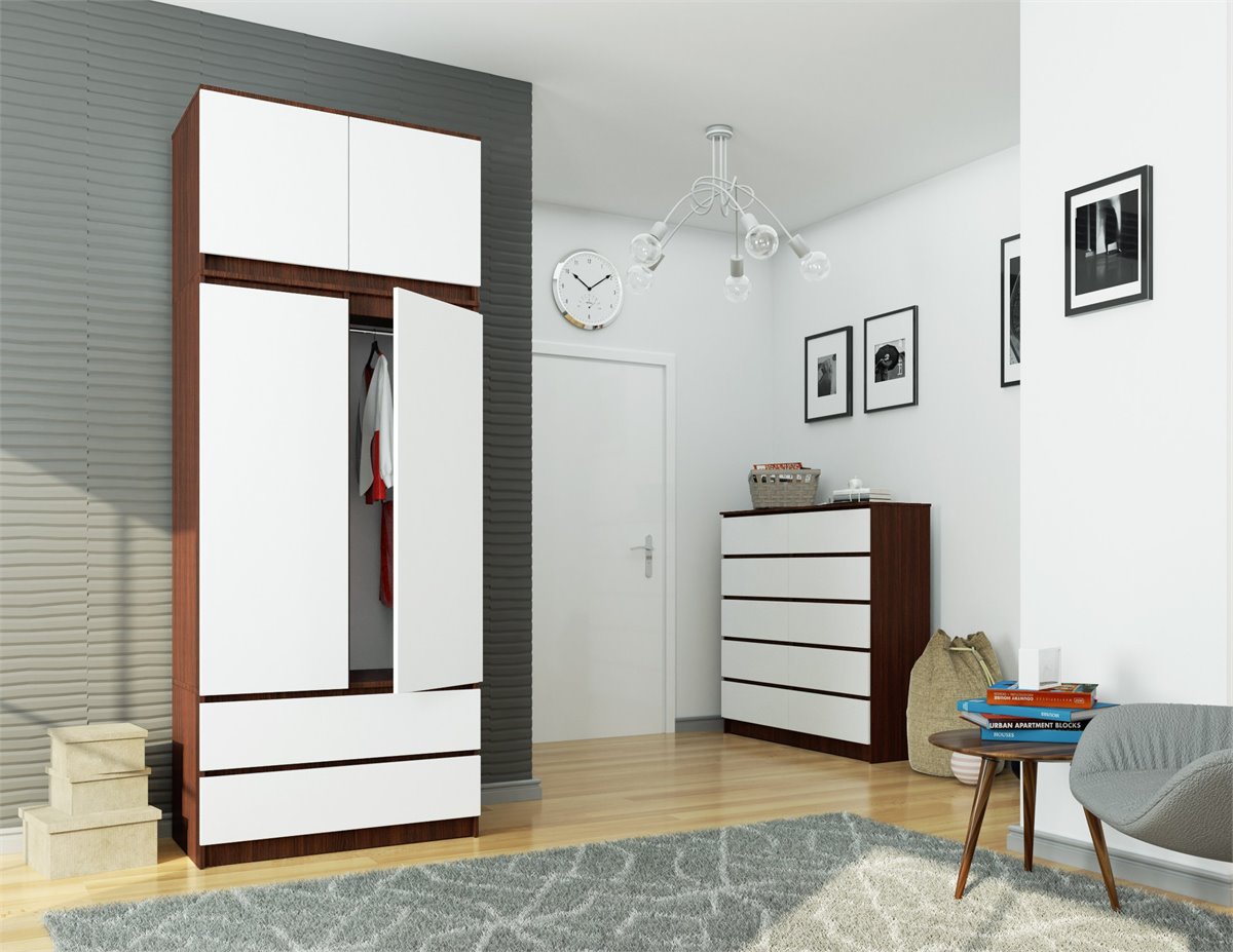 Armario AKORD S90 con altillo Wenge 90 cm 2 puertas 2 cajones frente en ...