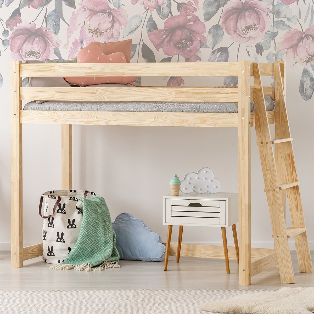 Cama de media altura 90x200 con somier Mark Madera - Conforama