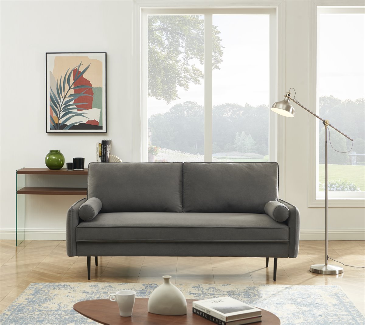 Sofá 2 plazas fijo BOLL color gris oscuro - Conforama