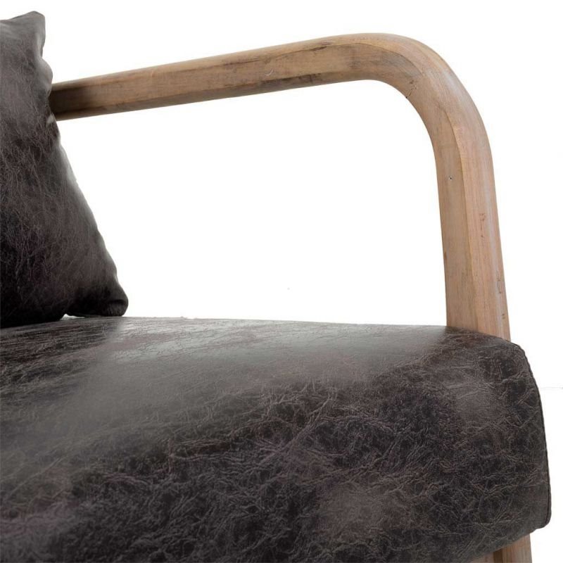 Butaca de madera tapizada marrón 66x83x37/74h cm - Conforama