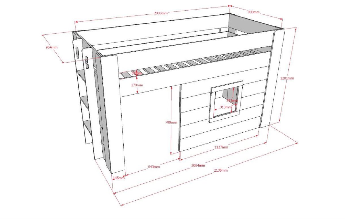 Cama Alta NOAH LB005 96x214x120 Blanco - Conforama