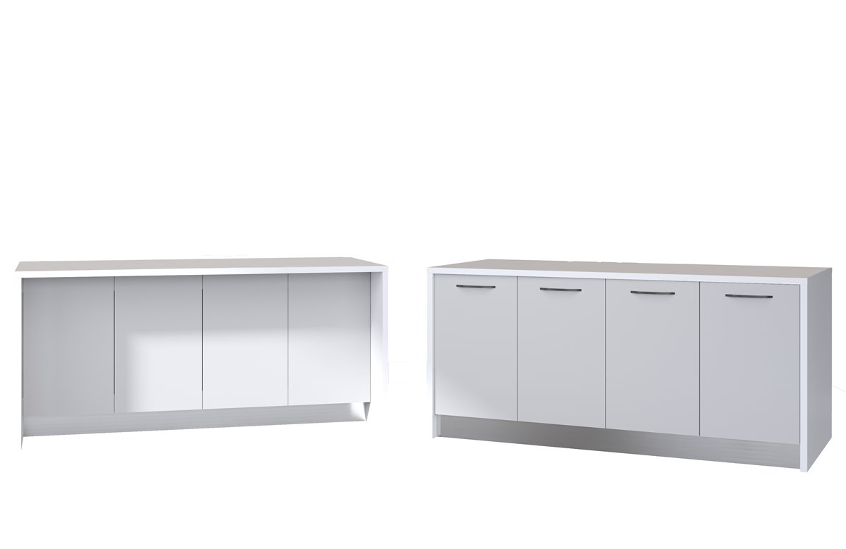 Isla de cocina GILDA 2.0 180cm blanco y gris claro - Conforama