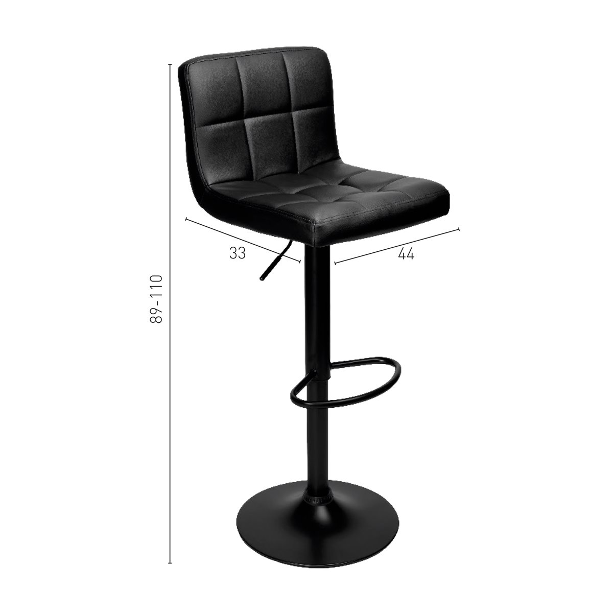 Taburete Rouss Negro con Respaldo Ergonómico, Asiento Giratorio de 360° y Elevación Neumática ...