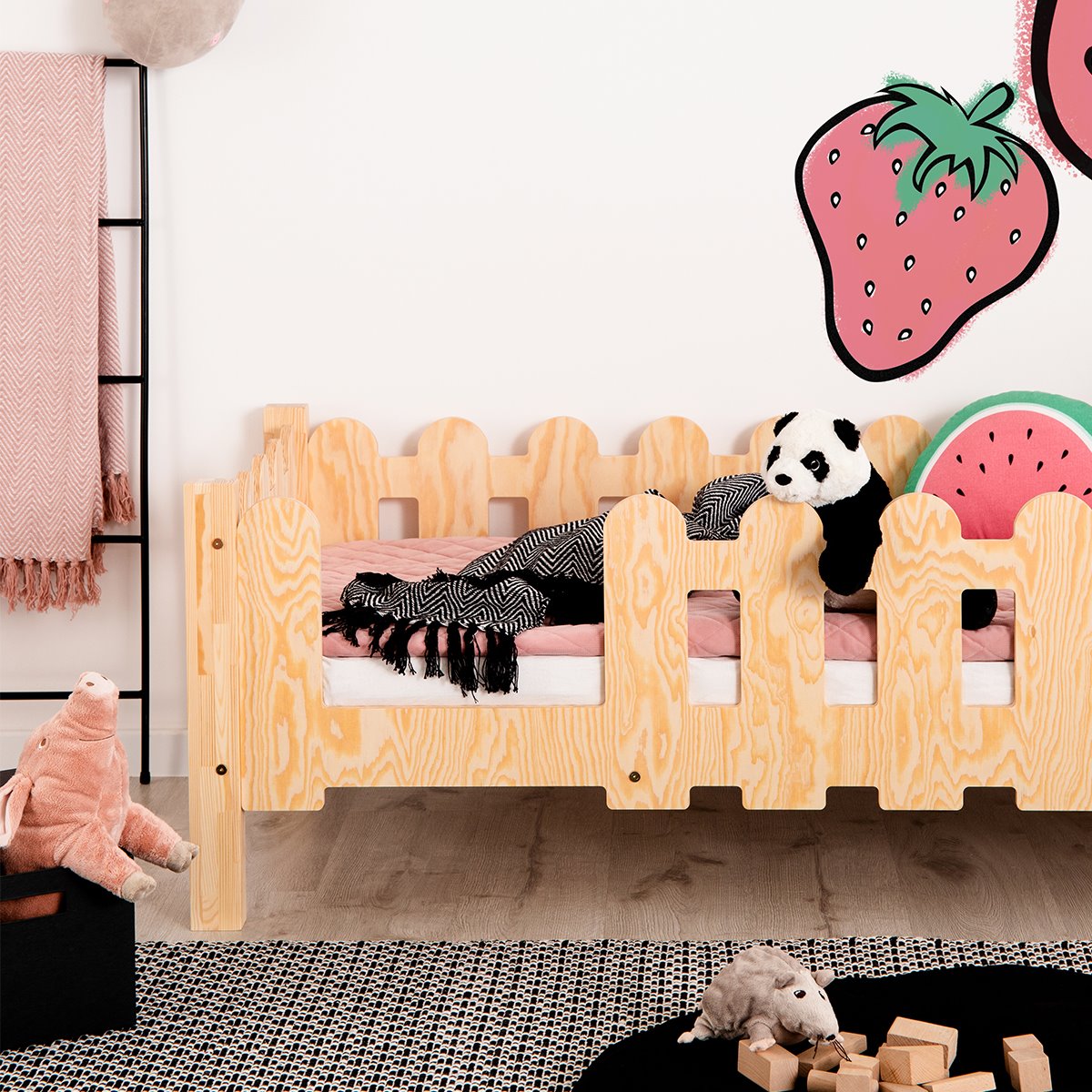 Cama 90x190 entrada por la izquierda con somier Anna Madera - Conforama