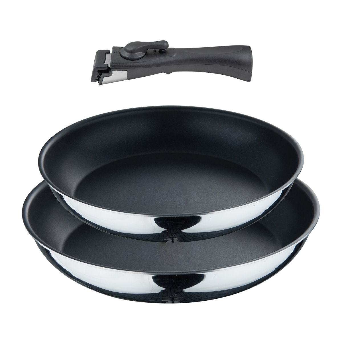 Bergner Click&Cook Juego de 2 Sartenes Ø24Ø26cm Acero inoxidable Negro ...