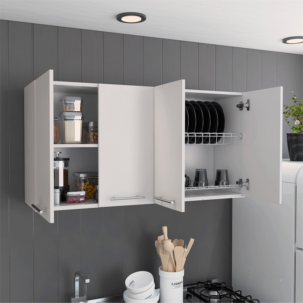 Mueble de Pared para Cocina 120 con cuatro puertas , dos estantes y ...