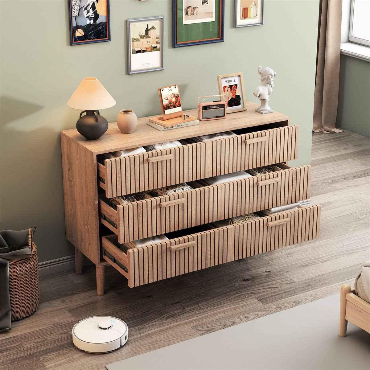 Cómoda de madera con 6 cajones: diseño art déco, estructura robusta y ...