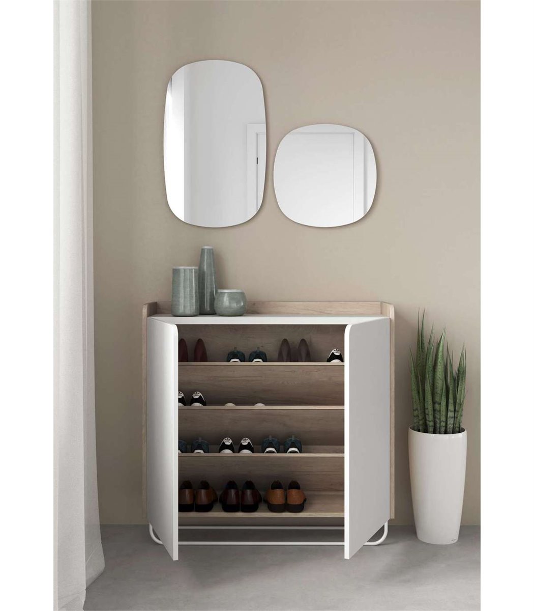 Recibidor zapatero 2 puertas modelo 526 acabado roble/blanco, 87x90x25.5 cm - Conforama