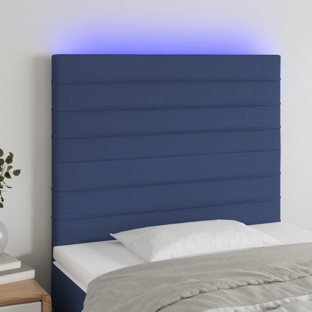 vidaXL Cabecero con luces LED tela azul 80x5x118/128 cm - Conforama