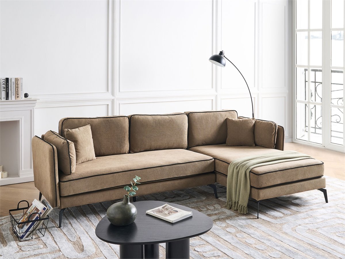 Sofá esquinero ALTAN Marrón claro Izquierda - Conforama