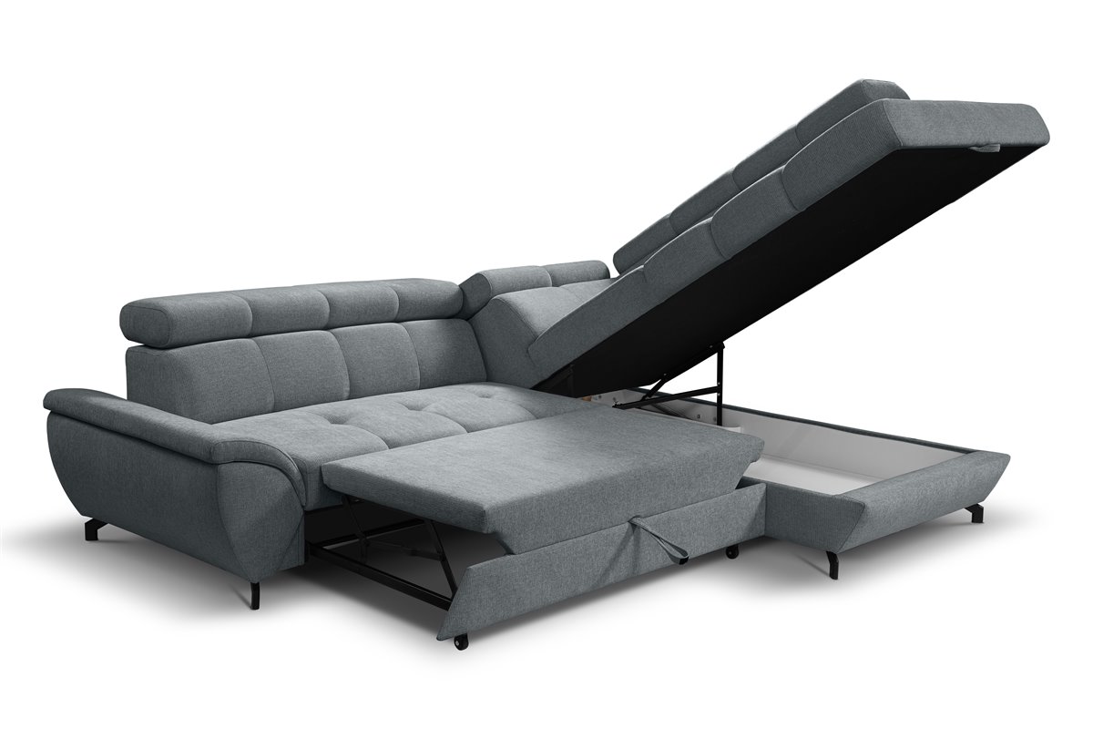 Rinconera con cama BOSA derecha 4 plazas gris - Conforama