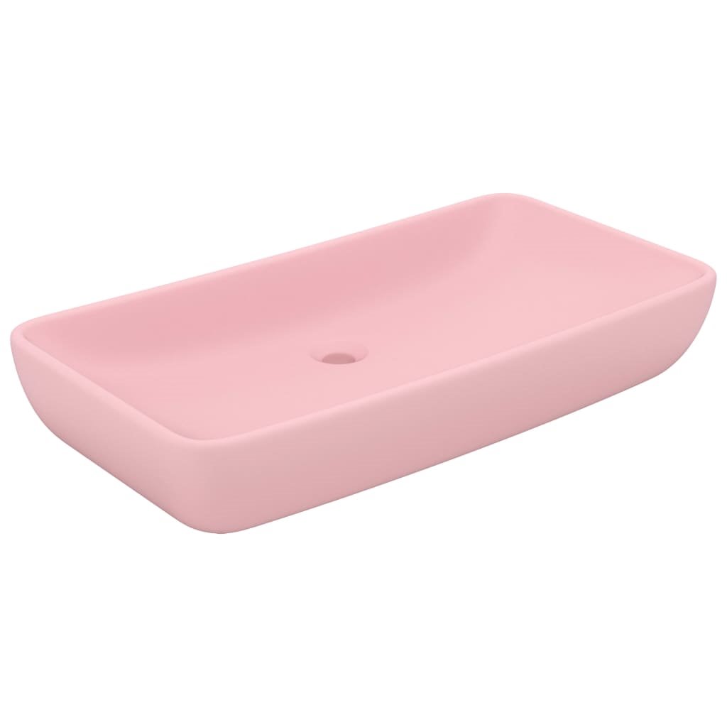 Lavabo - Lavamanos de lujo rectangular de cerámica rosa mate 71x38 cm ...