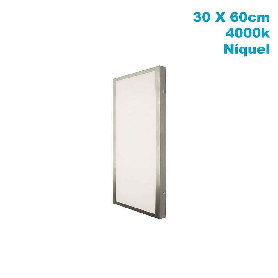 plafon led aluminio color niquel serie plano 30cm - Conforama