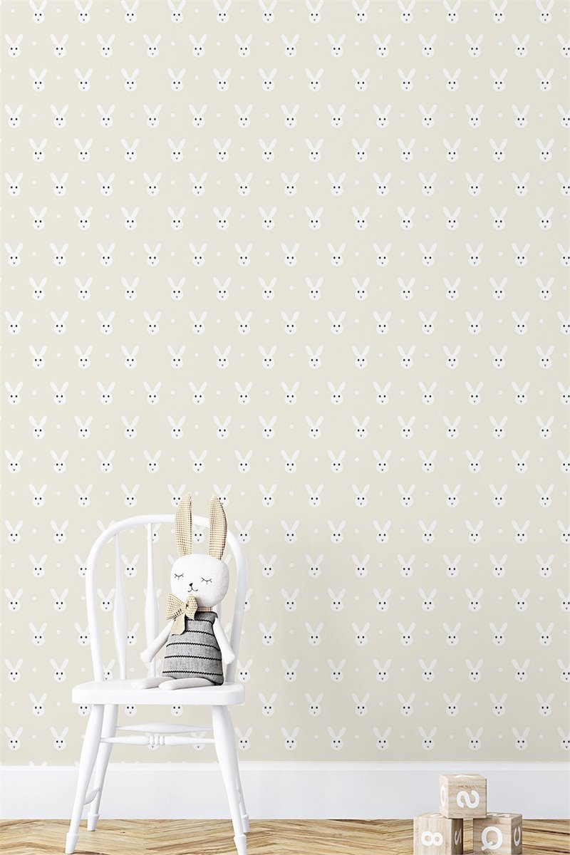 Papel pintado Infantil Bunny Bunny - Beige - 1 rollo 55 x 300 cm ...