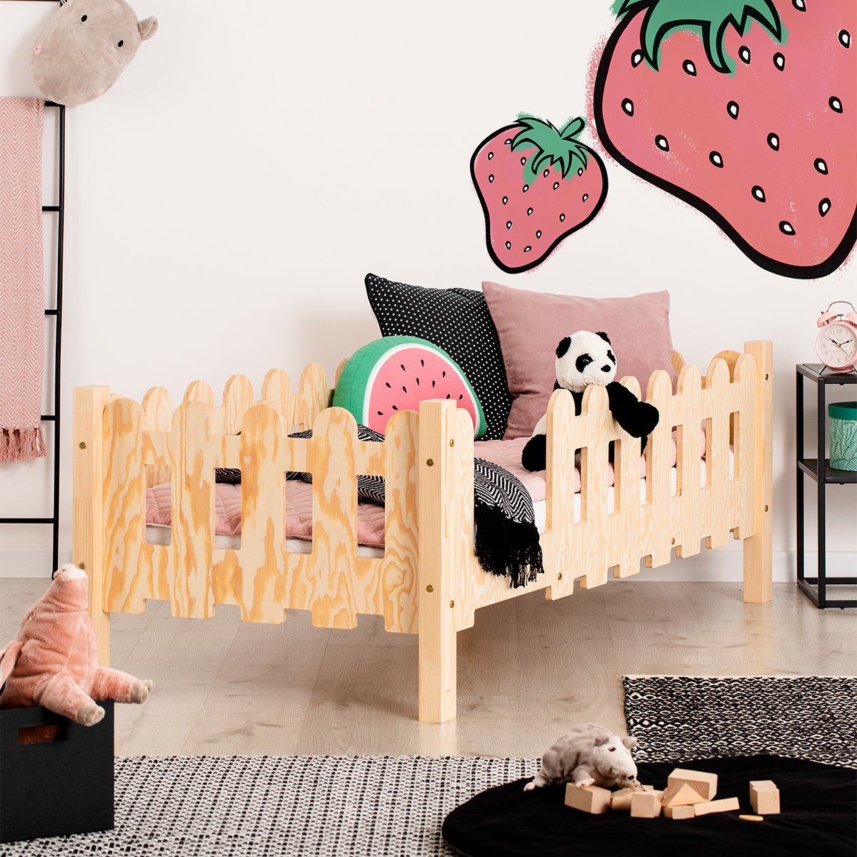 Cama 90x190 entrada por la izquierda con somier Anna Madera - Conforama