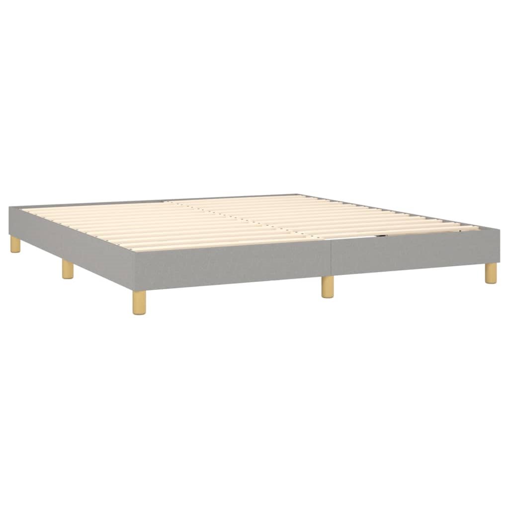 Cama box spring con colchón tela y LED gris claro 160x200 cm Rayas ...