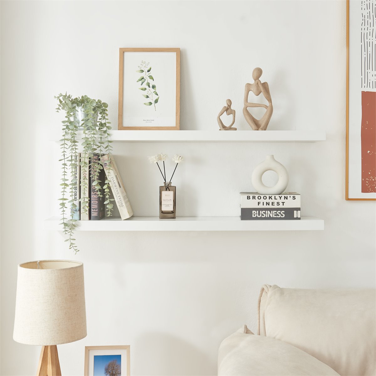 Set de 2 baldas flotantes Stranda MDF/metal 100x20x3,5cm - Blanco [en ...