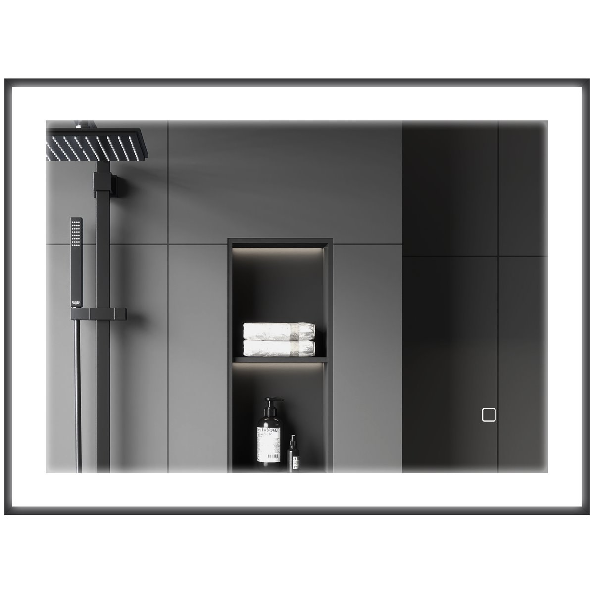 HOMCOM Espejo de Baño con Luz LED 80x60 cm Espejo de Pared con 3 ...