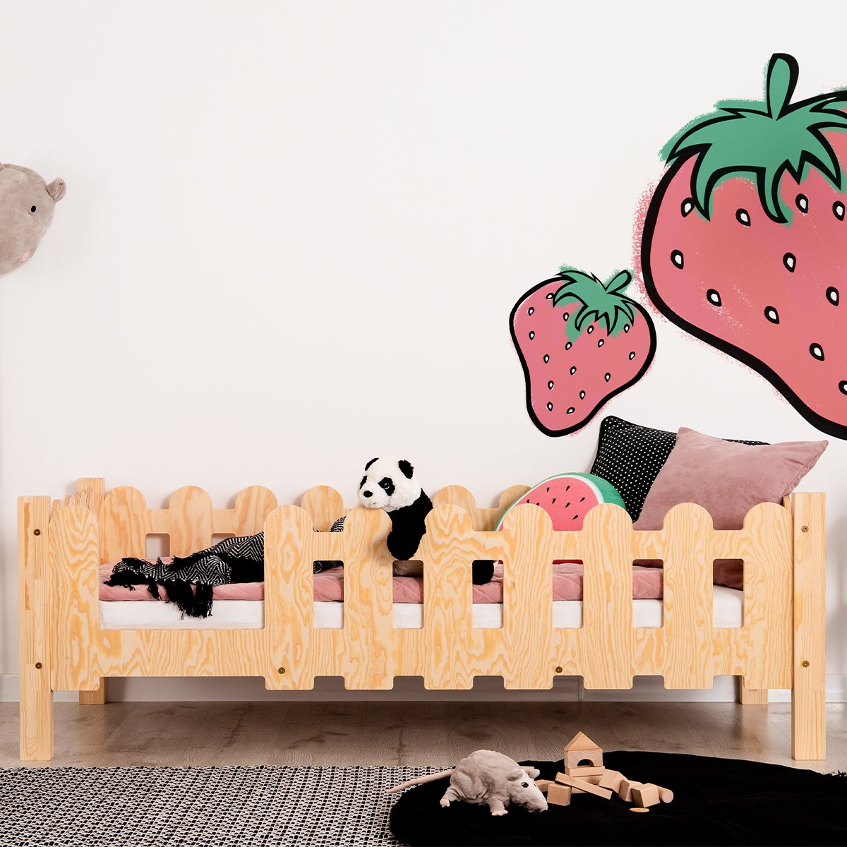 Cama 90x190 entrada por la izquierda con somier Anna Madera - Conforama