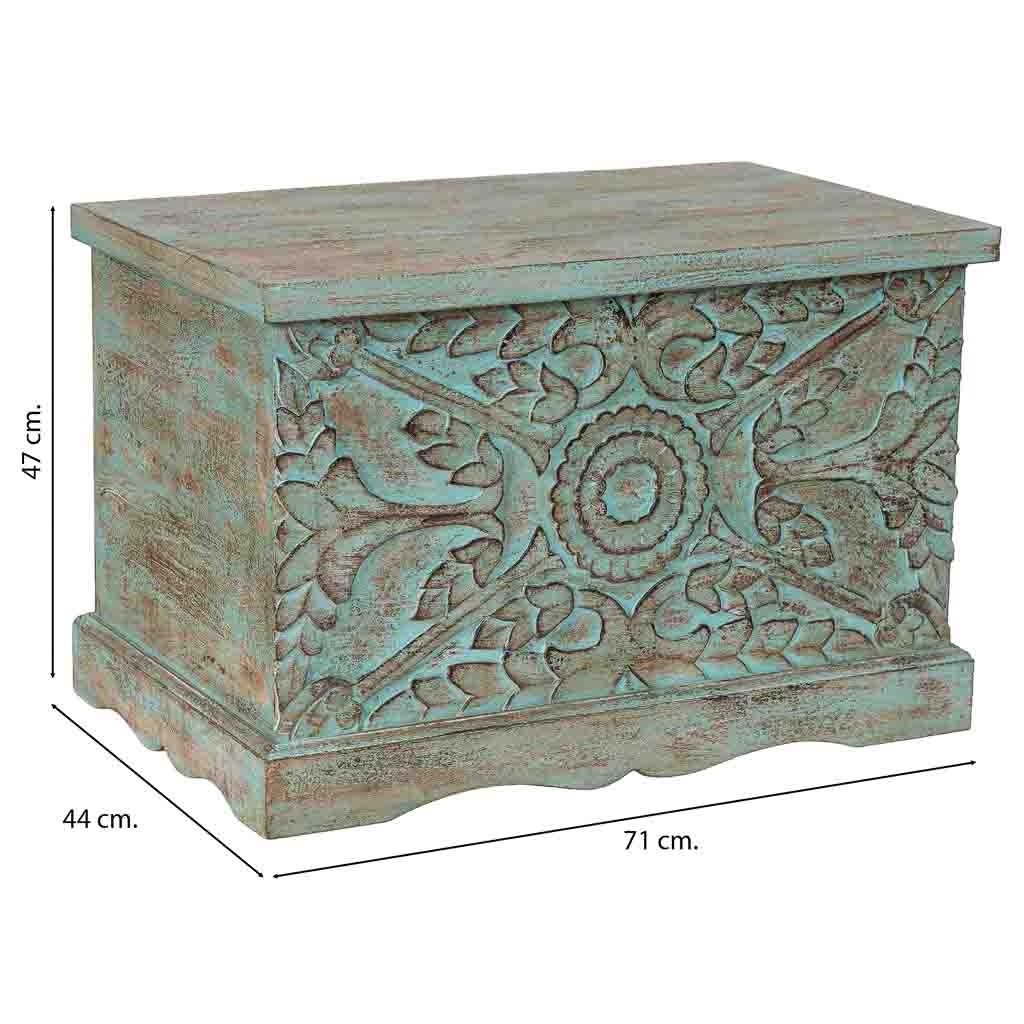 Baul de madera azul 71x44x47 - Conforama