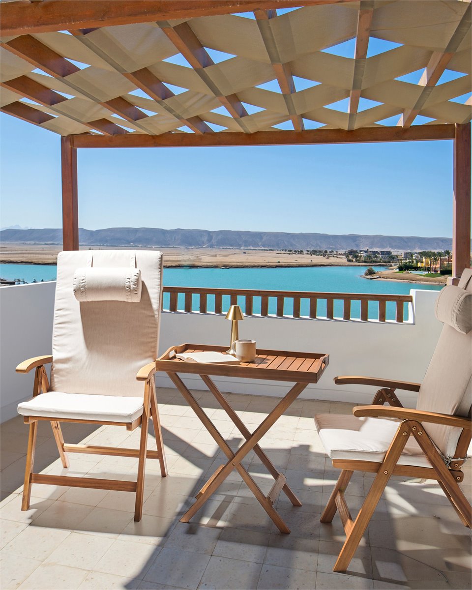 Conjunto de 2 sillas de jardín con cojines JAVA PREMIUM Madera de acacia Beige claro - Conforama