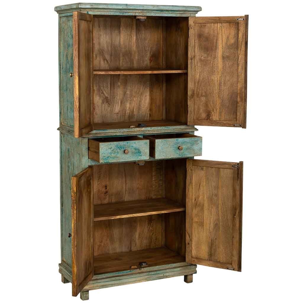 Armario de madera artesanal turquesa 85x40x180h cm - Conforama