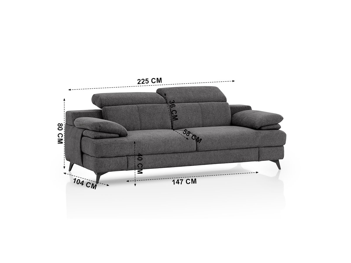 Sofá TITUS 3 plazas color antracita - Conforama