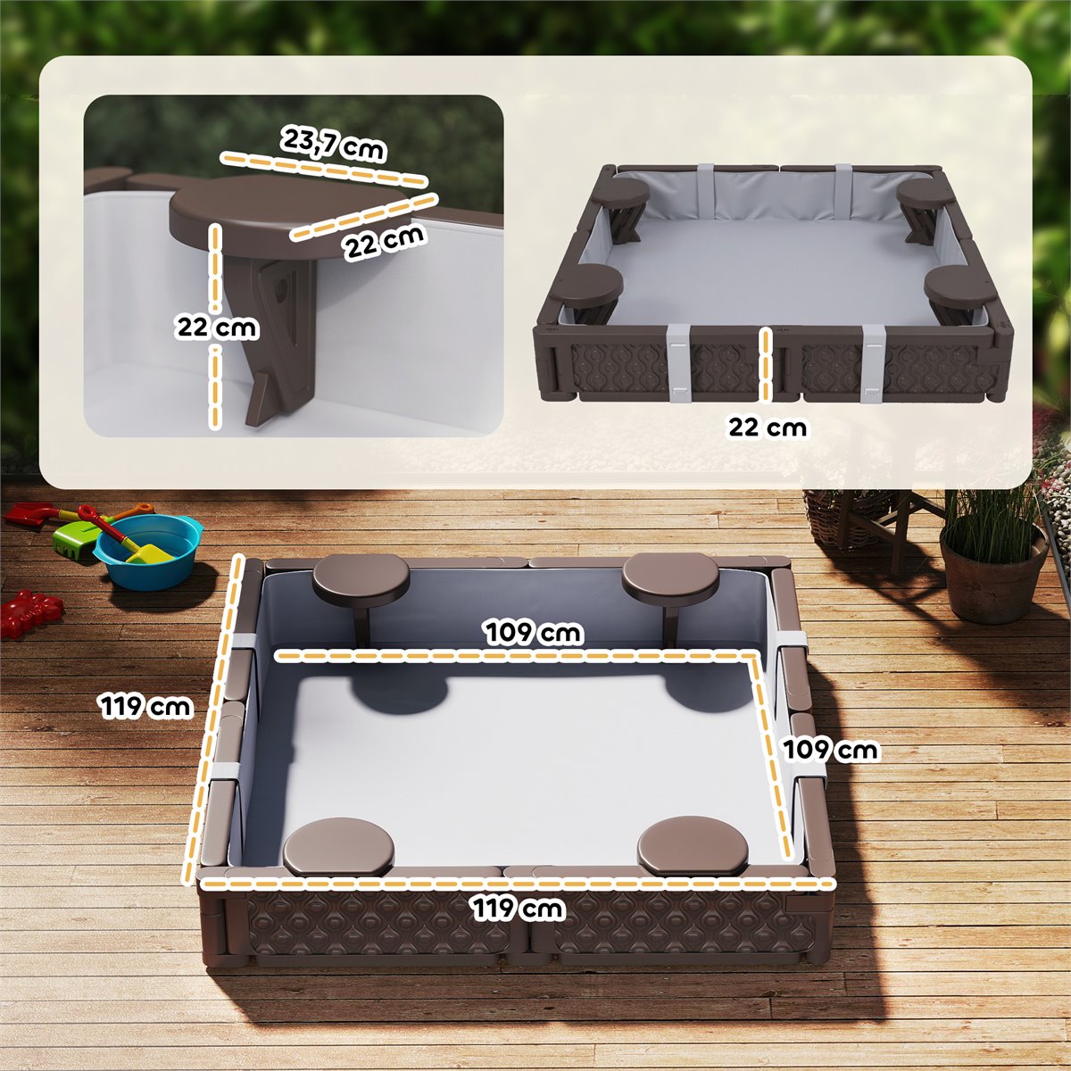 AIYAPLAY Arenero para Niños de 18-60 Meses Arenero Infantil Cuadrada ...